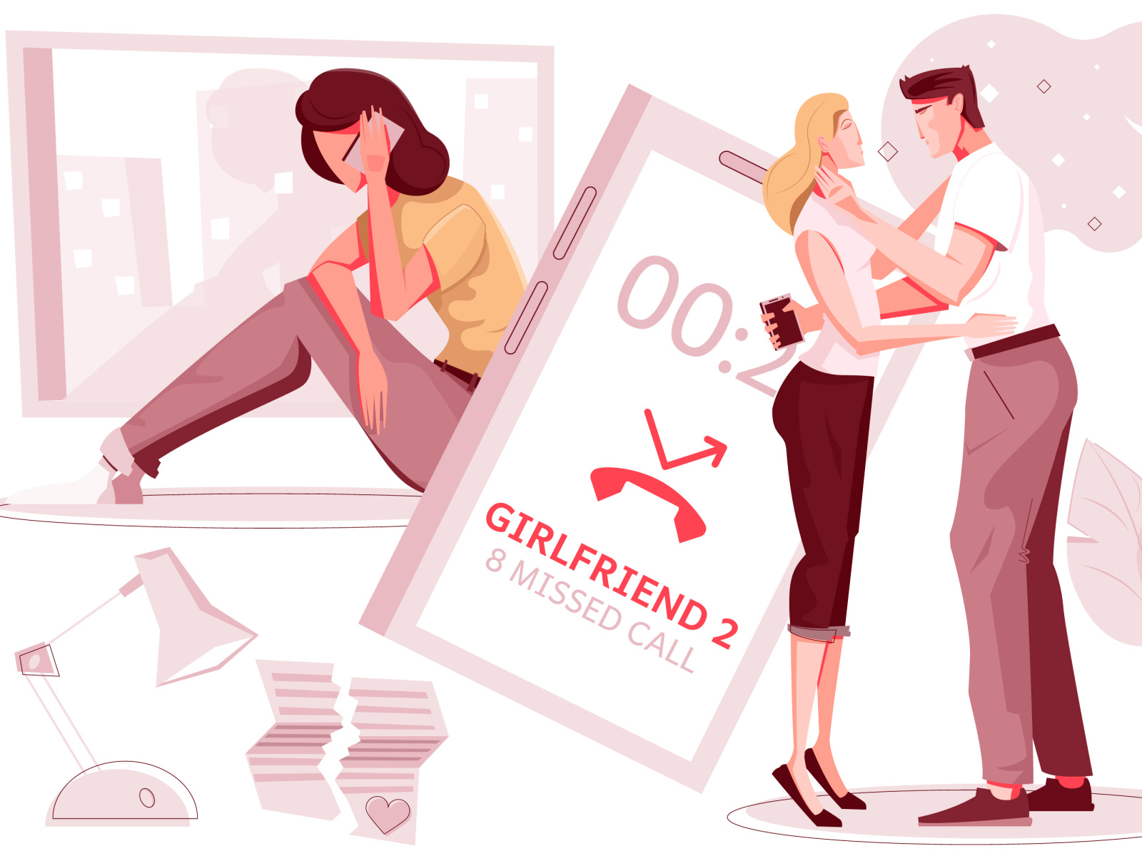 Love triangle composition by Macrovector on Dribbble