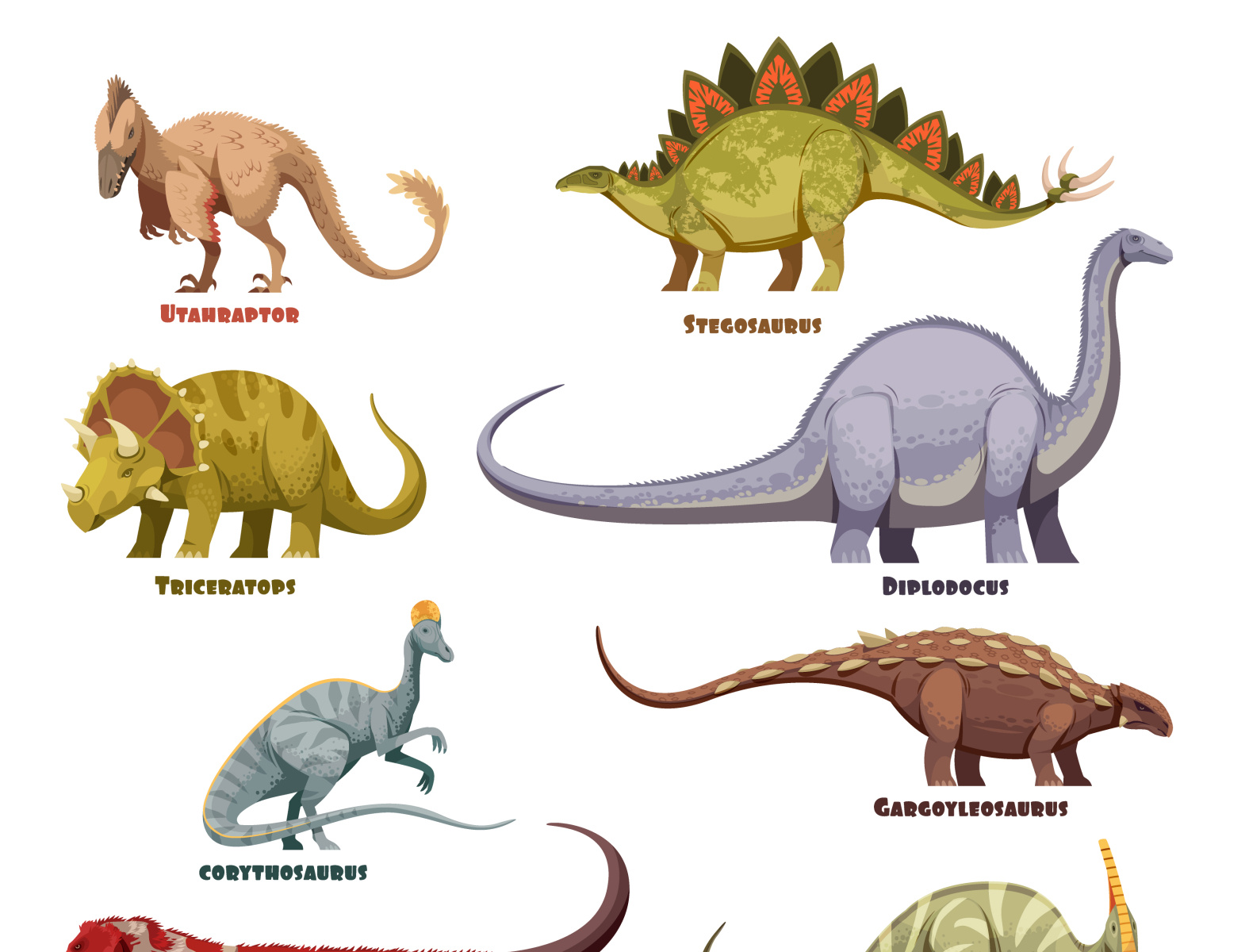 Different types of dinosaurs set by Macrovector on Dribbble