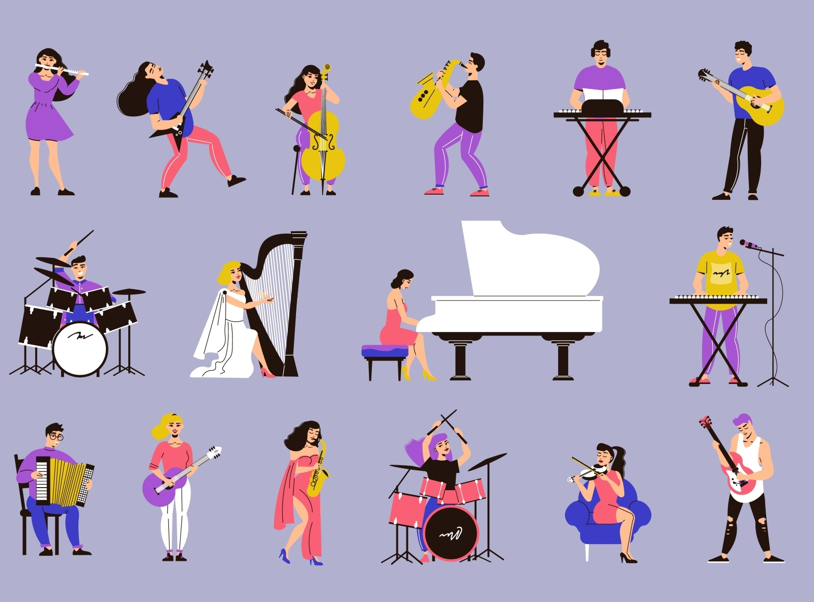 Musicians icons set by Macrovector on Dribbble