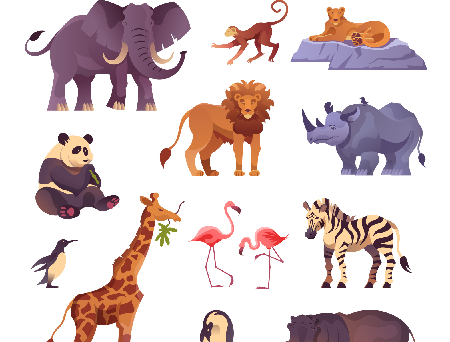 Zoo animals set by Macrovector on Dribbble