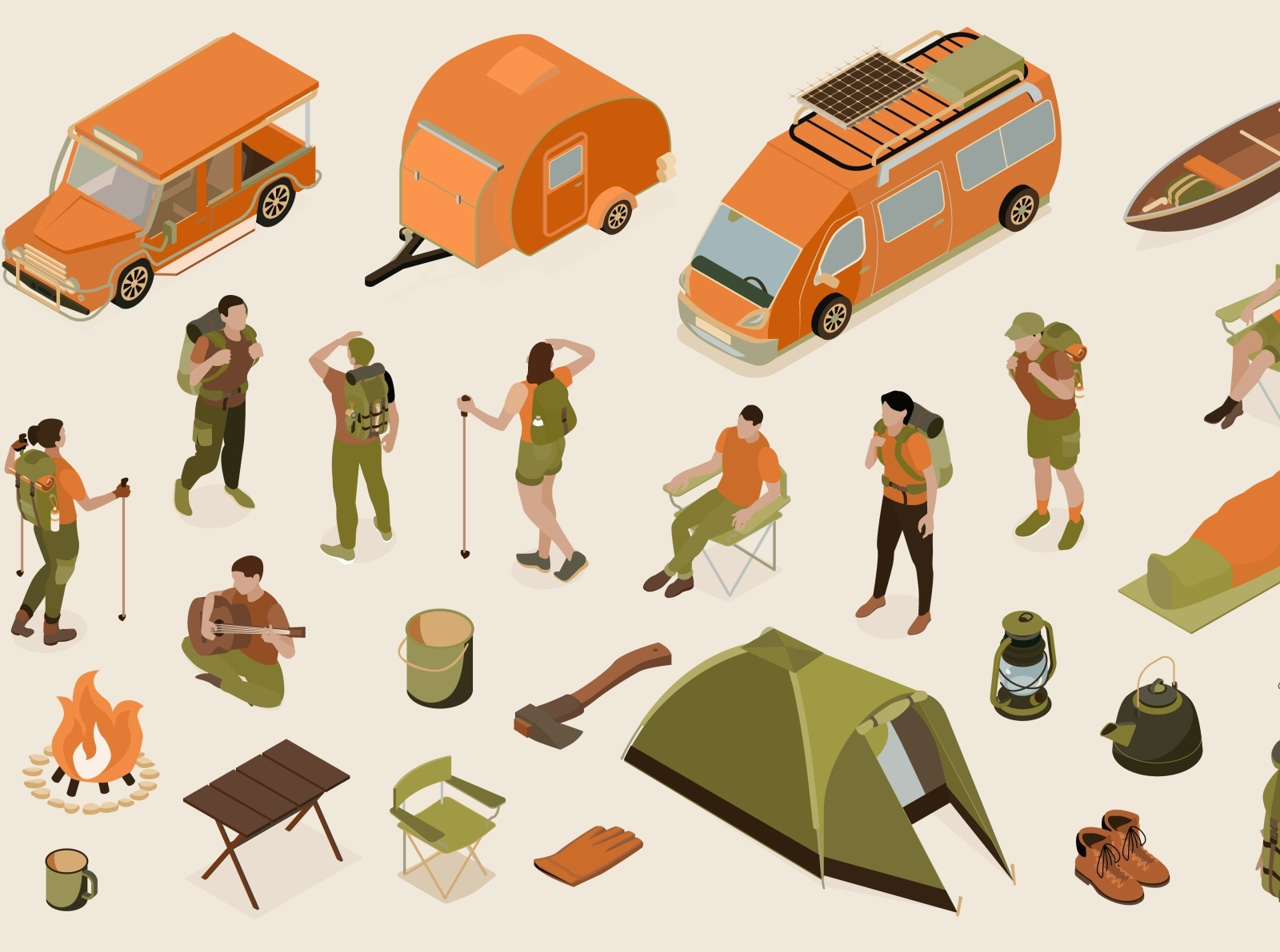 Hiking color icons set by Macrovector on Dribbble