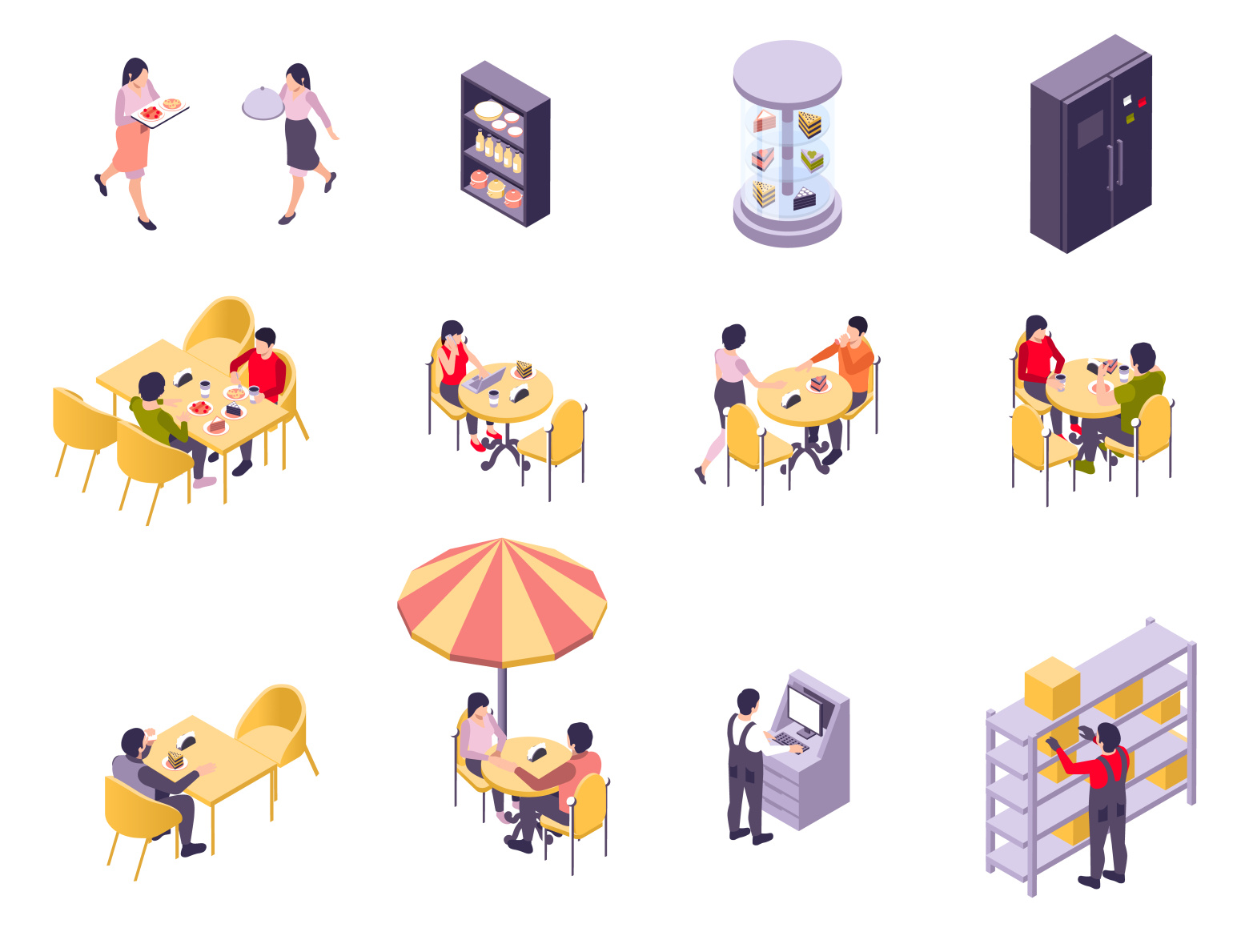 Restaurant cafe icon set by Macrovector on Dribbble
