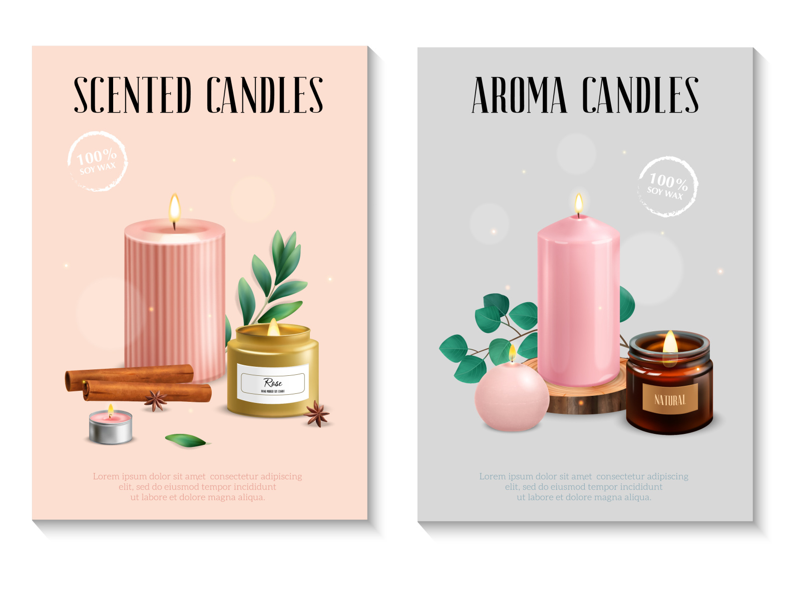 Scented candles posters set by Macrovector on Dribbble