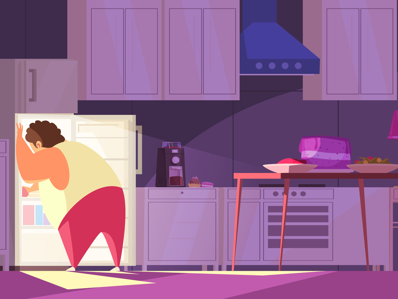 Night obsessive eating by Macrovector on Dribbble