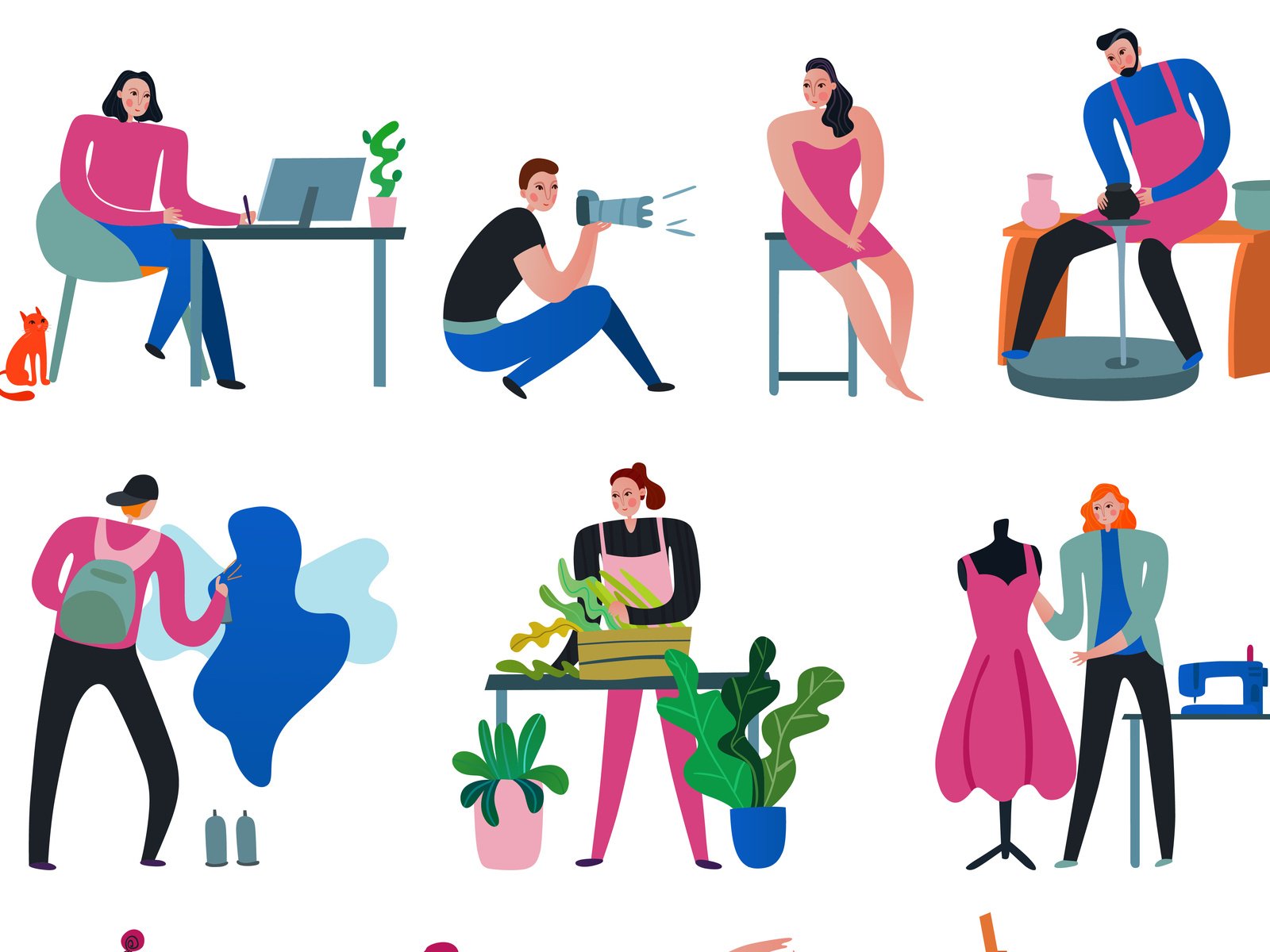 Creative workers set by Macrovector on Dribbble