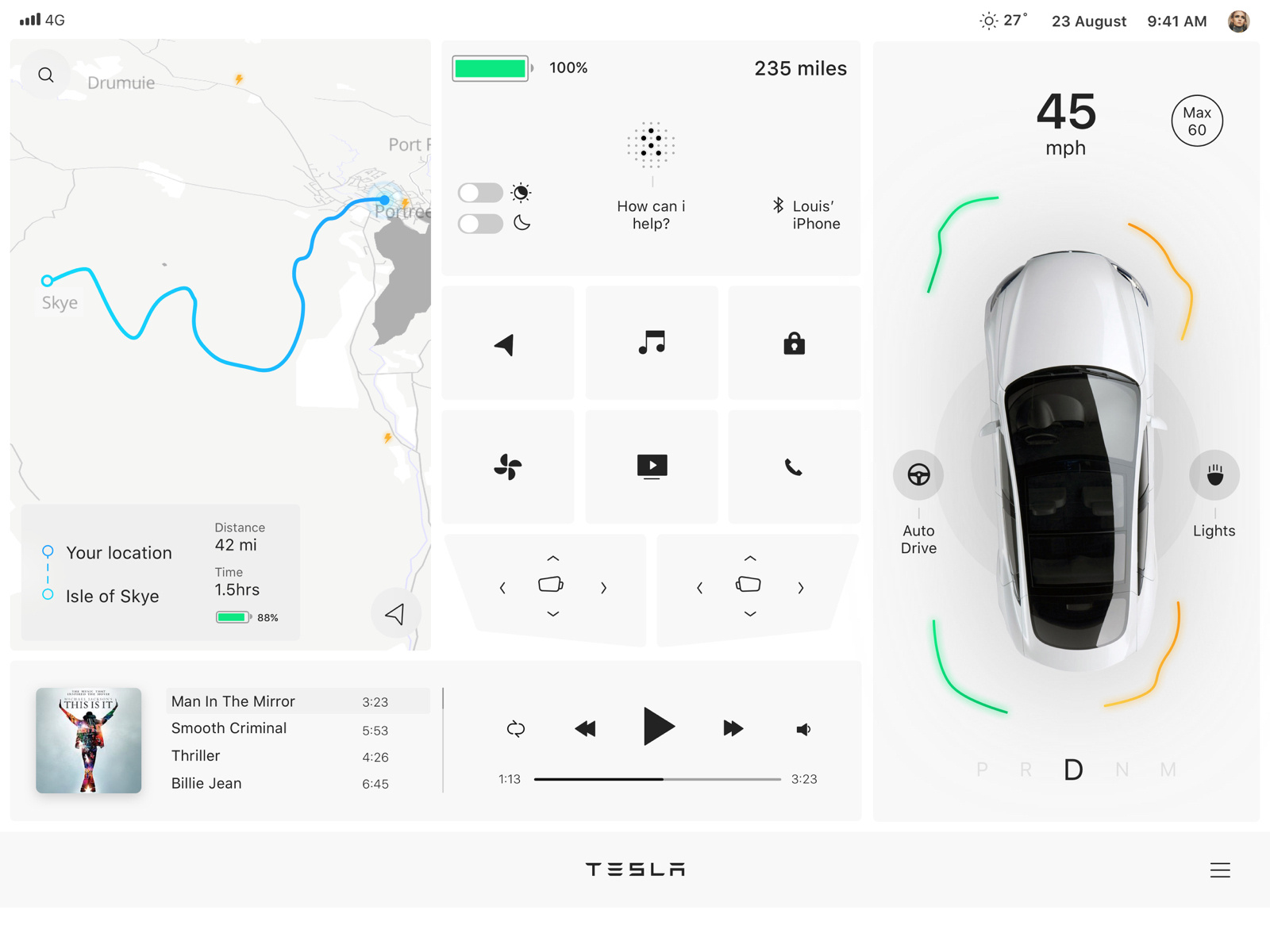 Tesla Interface — day mode by 10M on Dribbble
