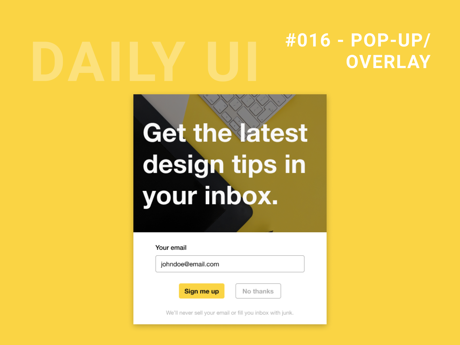 Daily UI Challenge 016 - Pop-Up/Overlay by Akhil Waghmare on Dribbble