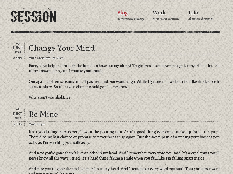 Session Blog Theme by Jann Howell on Dribbble
