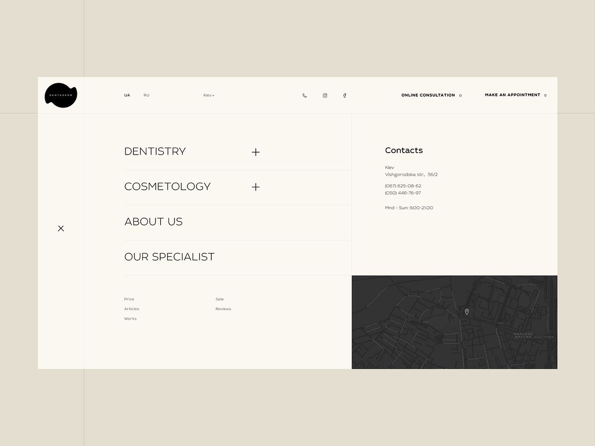 DentaDerm. Menu. Website by Masha Cherepnova on Dribbble