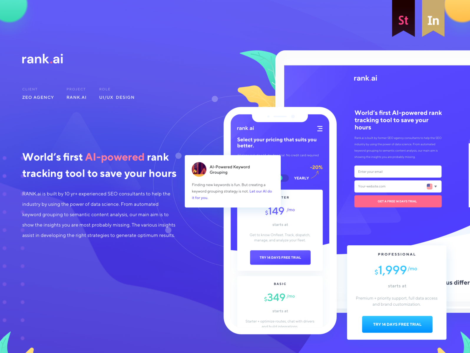 UI UX DESIGN - RANK.ai by Eljan Huseynaliyev on Dribbble