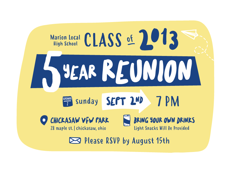 5 Year Class Reunion Invitation by Sarah Bernard on Dribbble