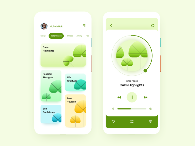 Leafy Mindfulness Mobile UI Exploration by Chintan Chavda on Dribbble
