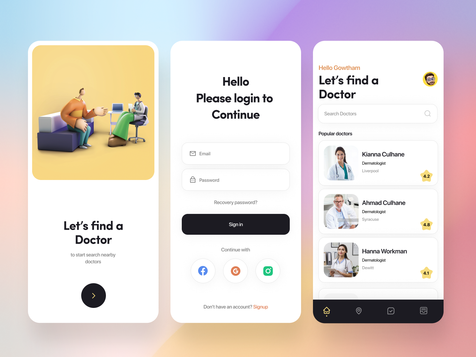 Doctor app by Gowtham on Dribbble