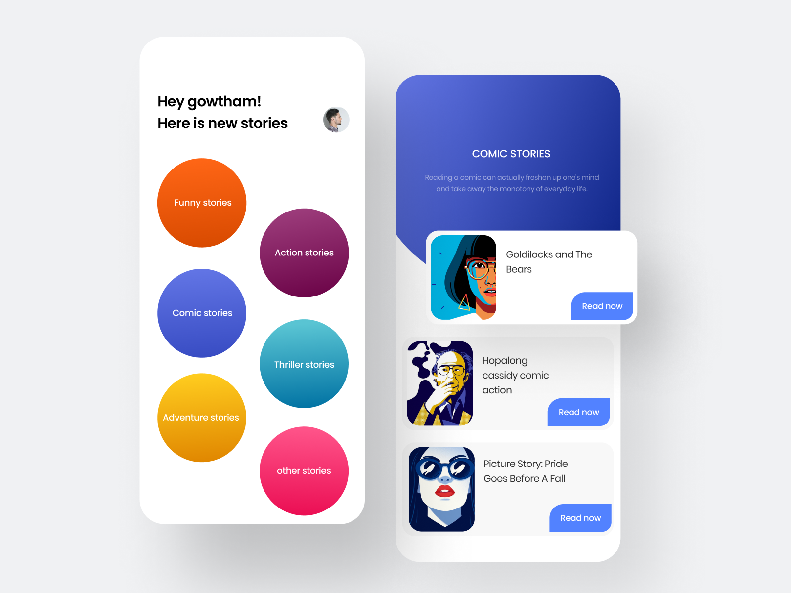 Stories app by Gowtham on Dribbble