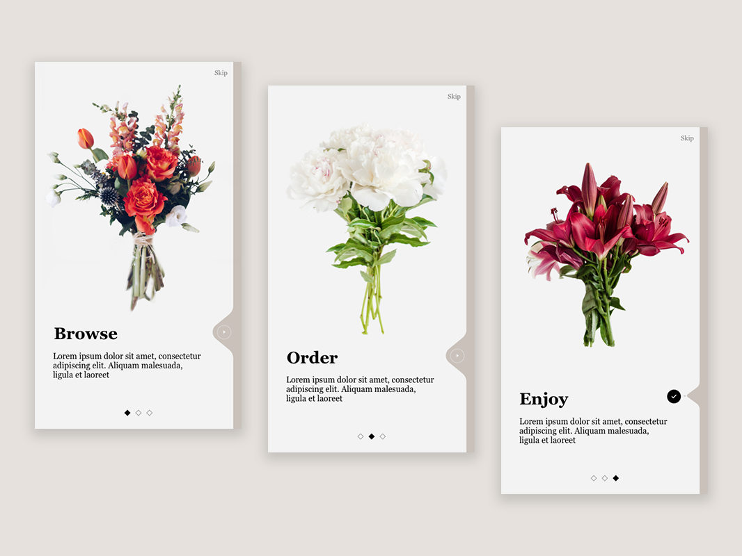 Onboarding - Bouquet App by Aditi on Dribbble
