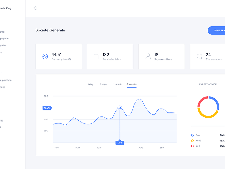 Stock value screen by Gregoire Vella on Dribbble