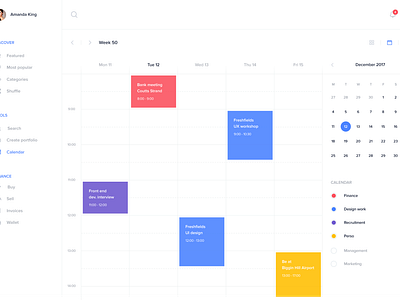 Calendar screen by Gregoire Vella on Dribbble