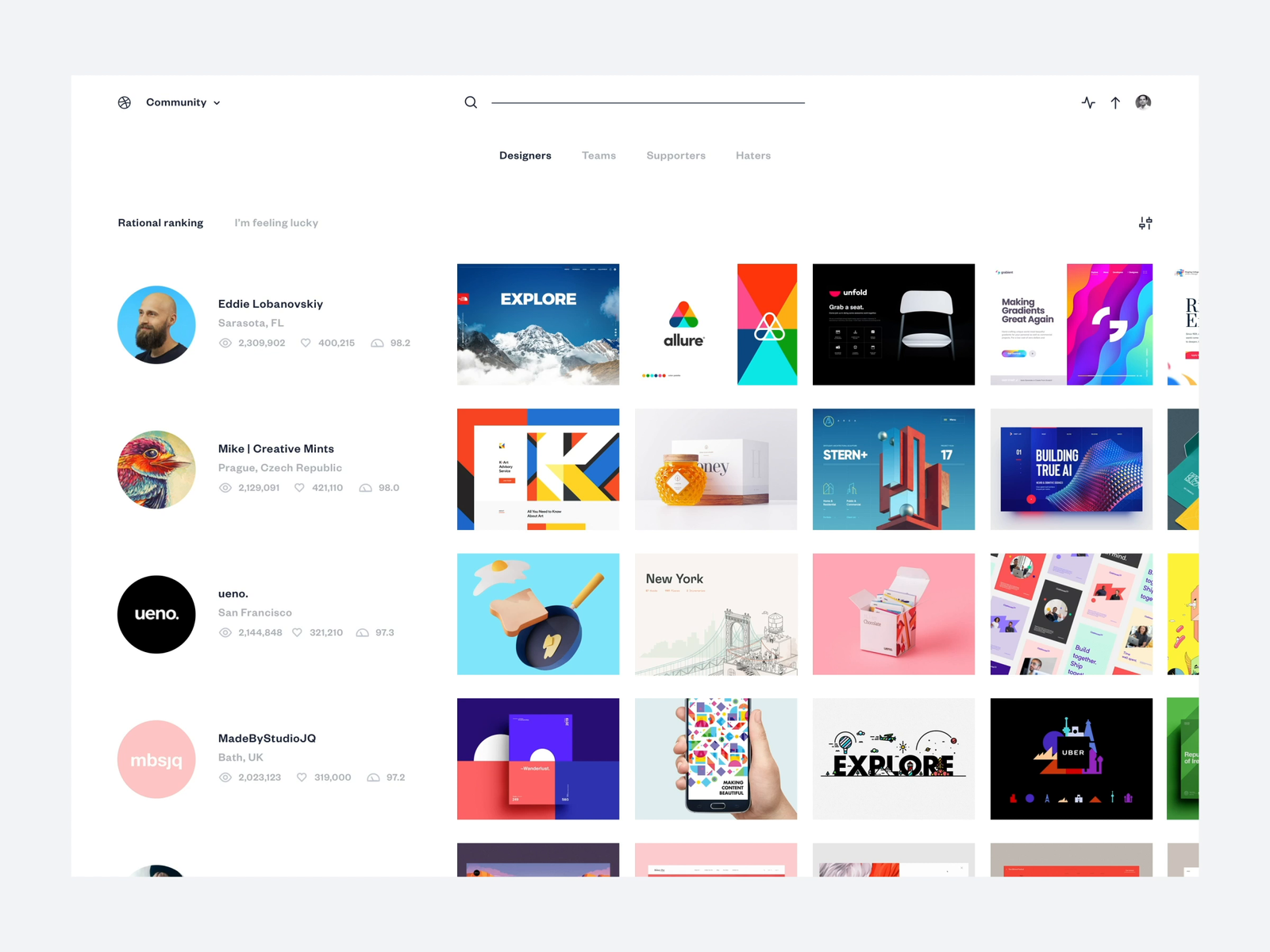 Dribble Redesign Concept - Designer section by Gregoire Vella on Dribbble