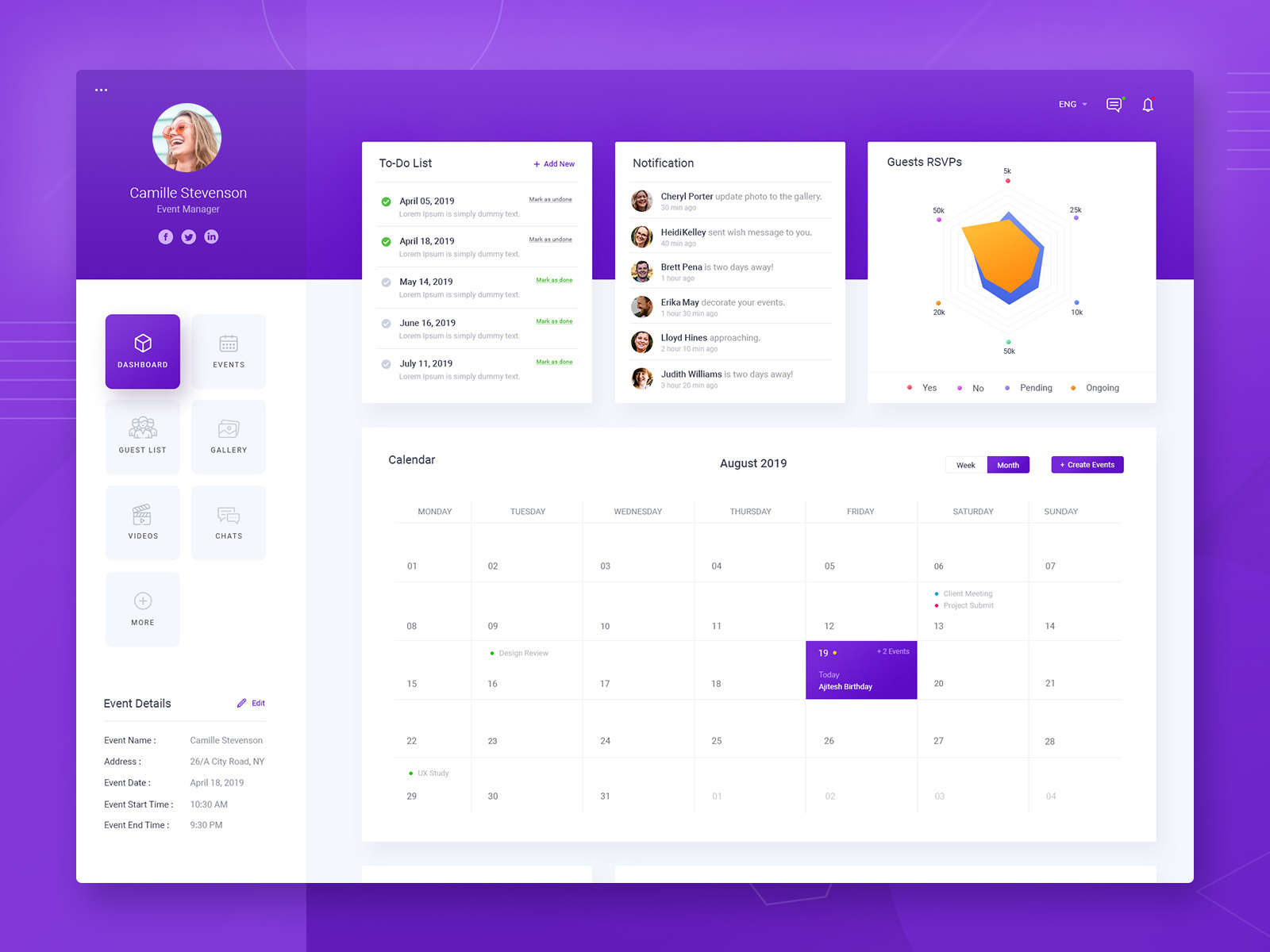 Event Management Dashboard by Dipanjan Karmakar on Dribbble