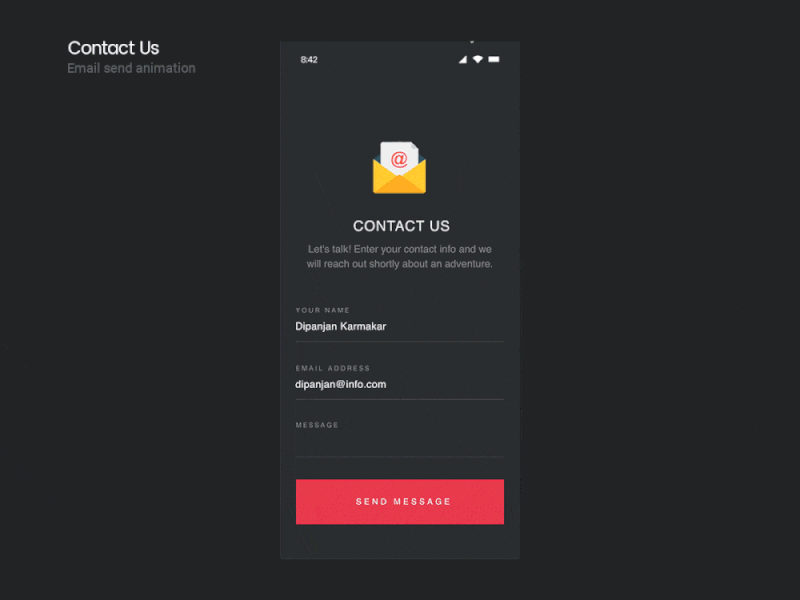 Contact form animation by Dipanjan Karmakar on Dribbble