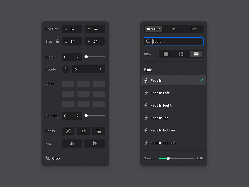 Create.Video | Transform & Transition Menu by Doruk Kavcıoğlu on Dribbble