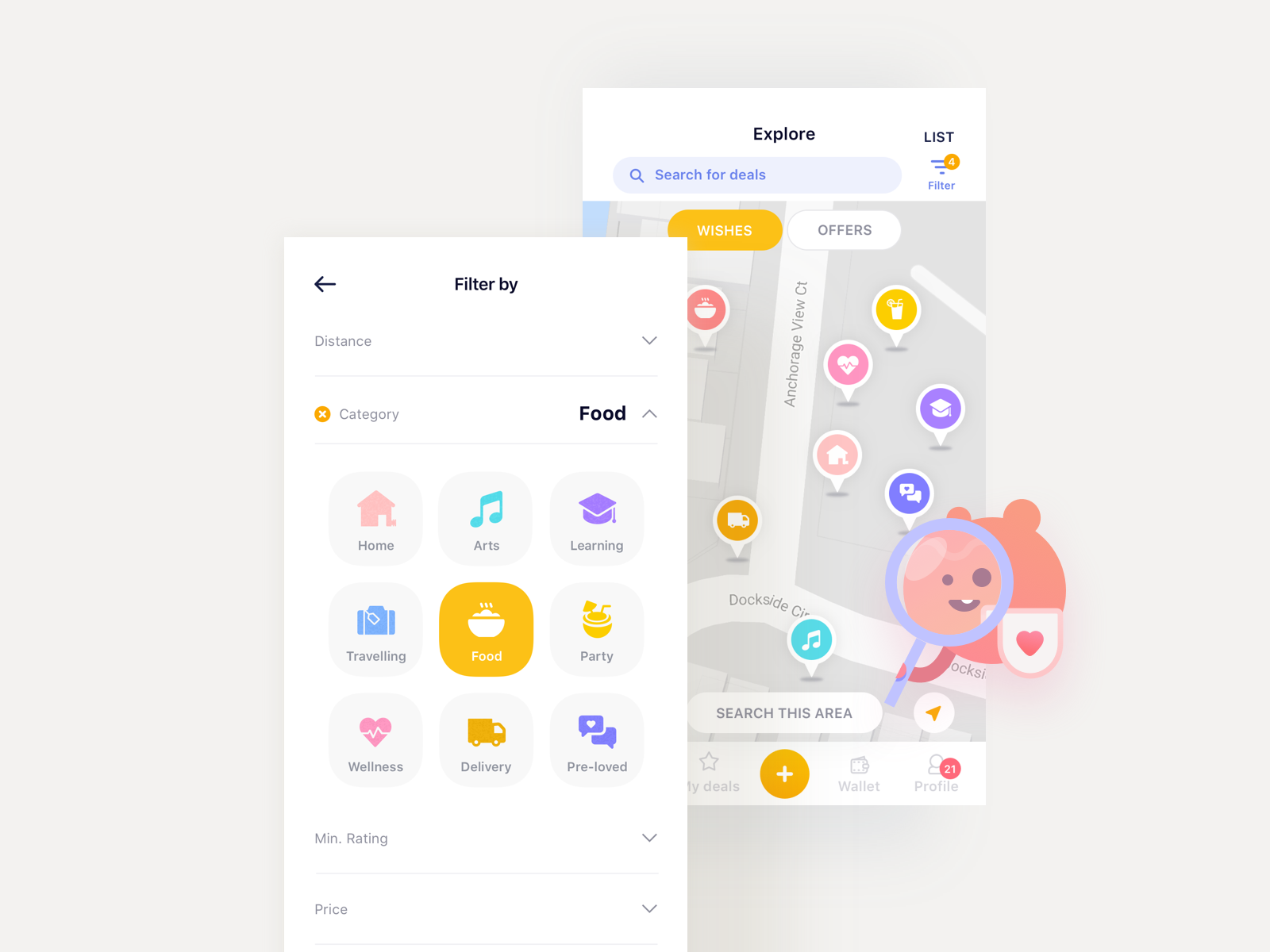 Wishu app: Map & Filters by Olga Radzikowna for 10Clouds on Dribbble