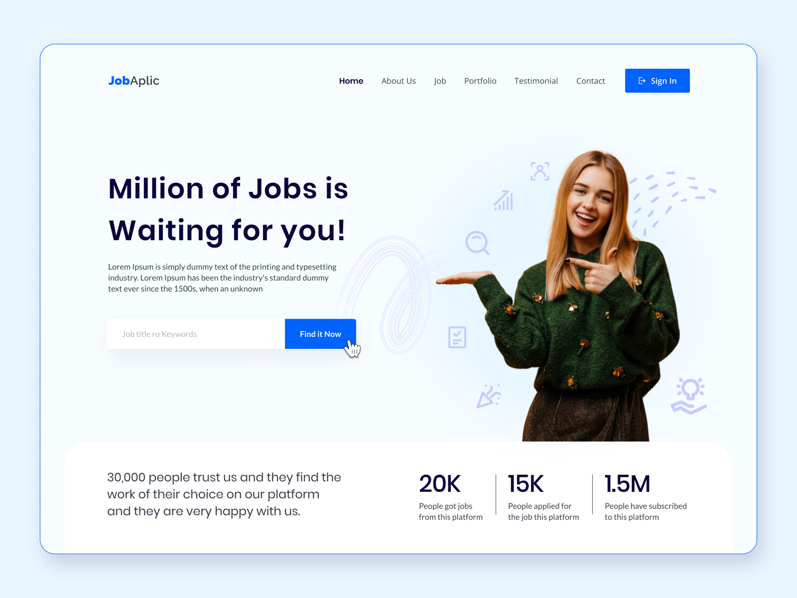 JobAplic : Job Finding Website Hero Section by Soykot Talukdar on Dribbble