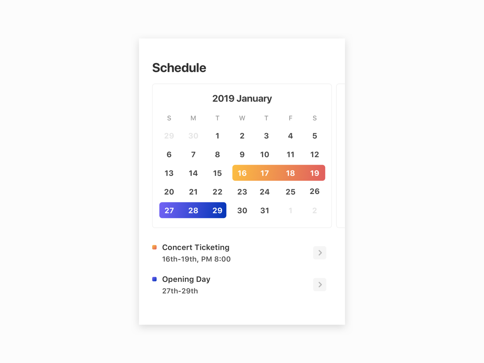 Calendar UI by Jy yoon Lee on Dribbble