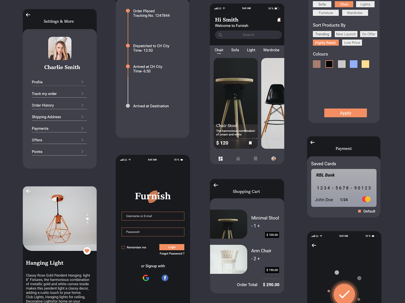 Furniture E-commerce Dark Mode by Ashish Sharma on Dribbble