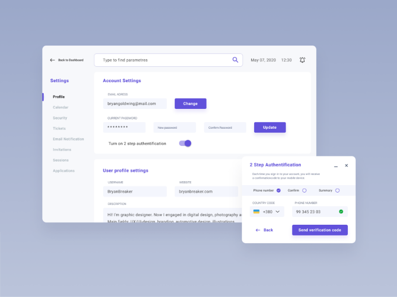 Account Settings UI By Serhii Yermolenko On Dribbble