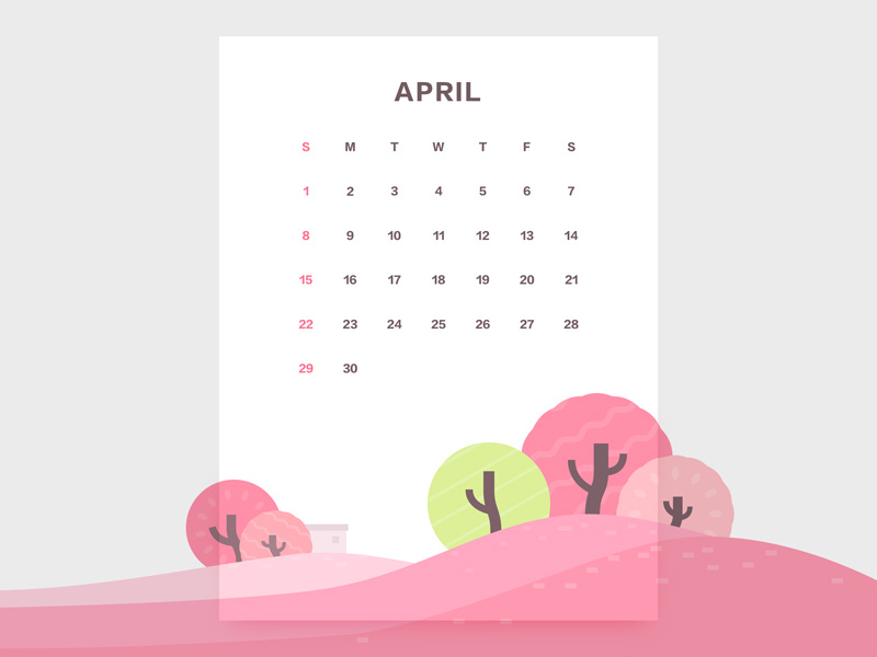 April Calendar by A bear on Dribbble