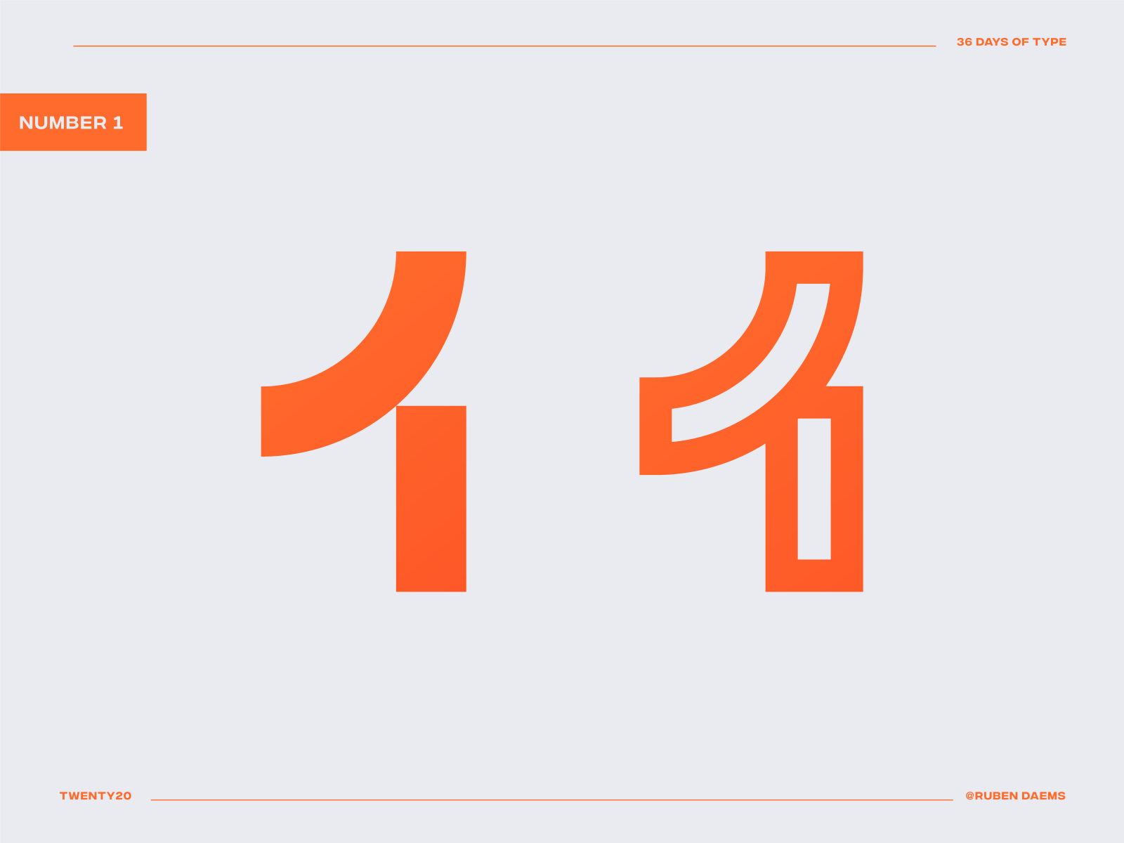 36 days of type: Number 1 by Ruben Daems - hello@rddc.be on Dribbble