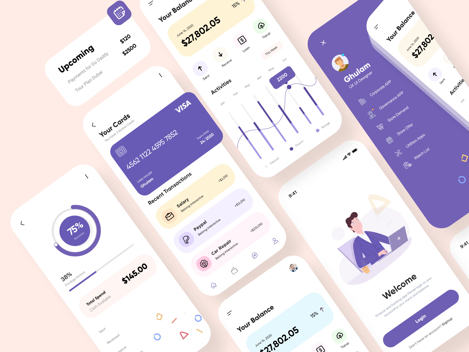 Finance Mobile App UX-UI Design by Ghulam Rasool 🚀 for Upnow Studio on ...