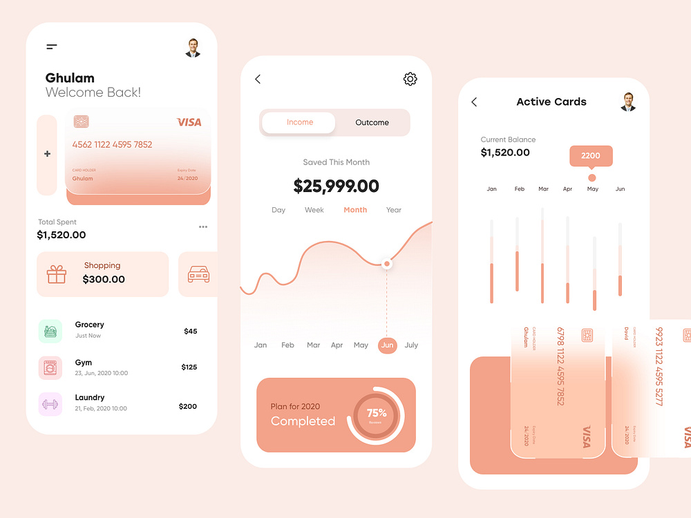 Banking Mobile App -UX/UI Design by Ghulam Rasool 🚀 for Cuberto on Dribbble
