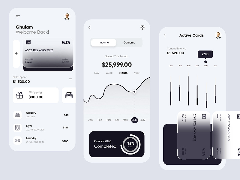 Banking Mobile App -UX/UI Design by Ghulam Rasool 🚀 for Cuberto on Dribbble