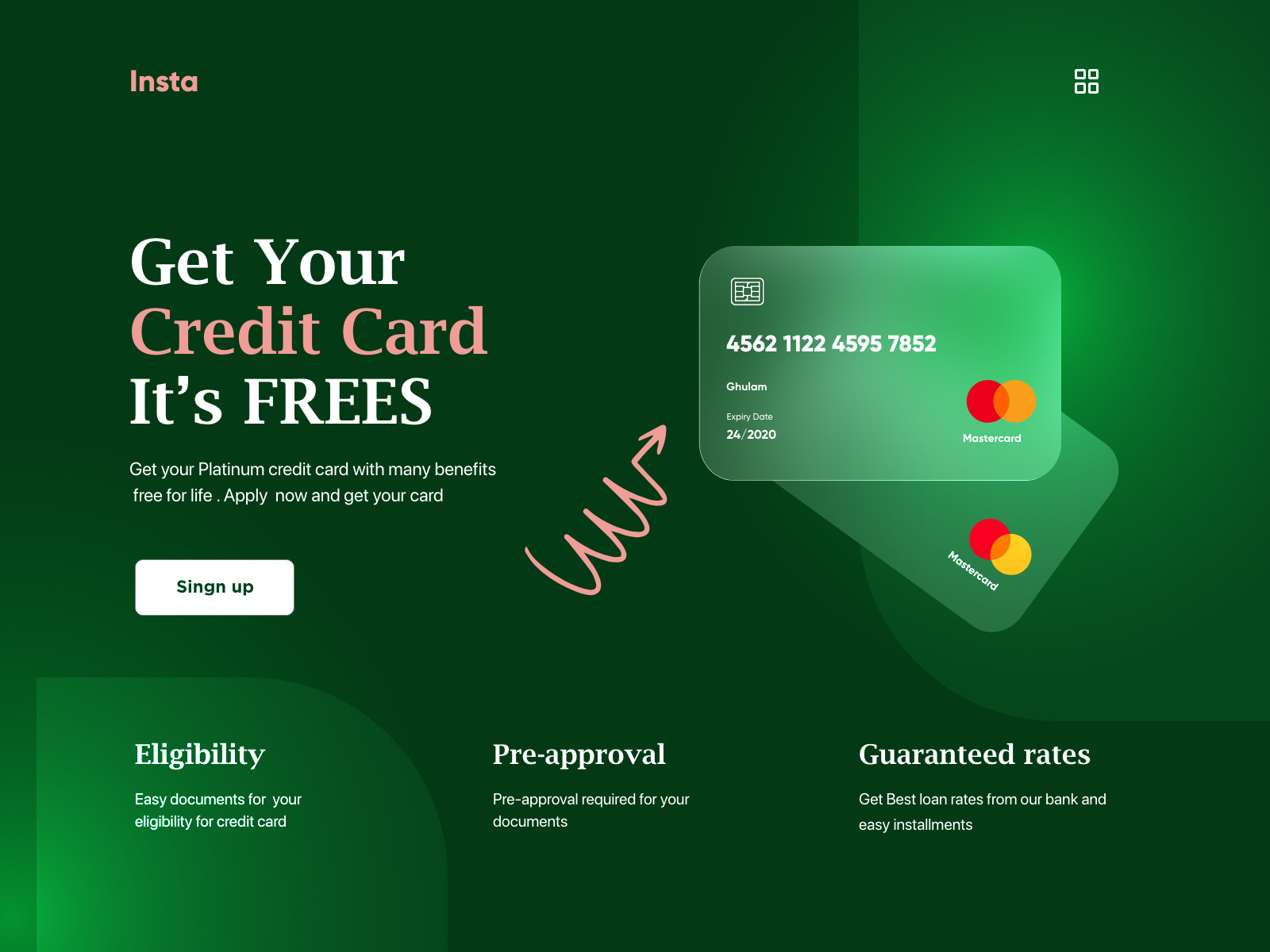 Credit Card Landing Page Design by Ghulam Rasool 🚀 for Upnow Studio on ...