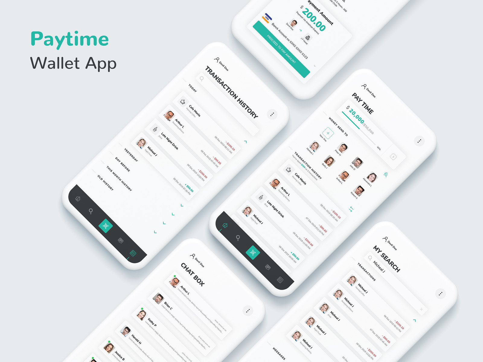 Paytime - Mobile App UI Kit by Jennifer Torres for Bacancy on Dribbble