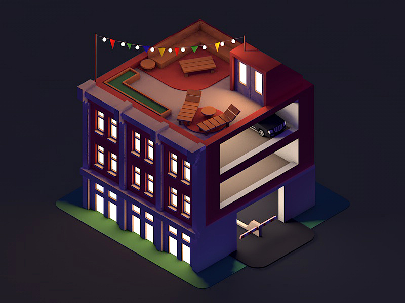 Night Building by Faizan Zahoor on Dribbble
