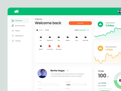 Cloud Sync Dashboard UI by Shaharuzzaman Sourav for Zainik Lab on Dribbble