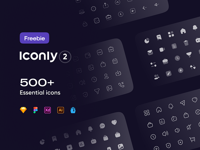Freebie: Iconly 2 | Essential icons by Afshin T2Y for Piqo Studio on ...