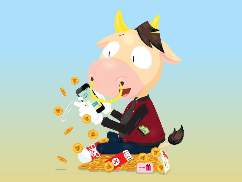 MooCash Mascot by Liana Yus on Dribbble