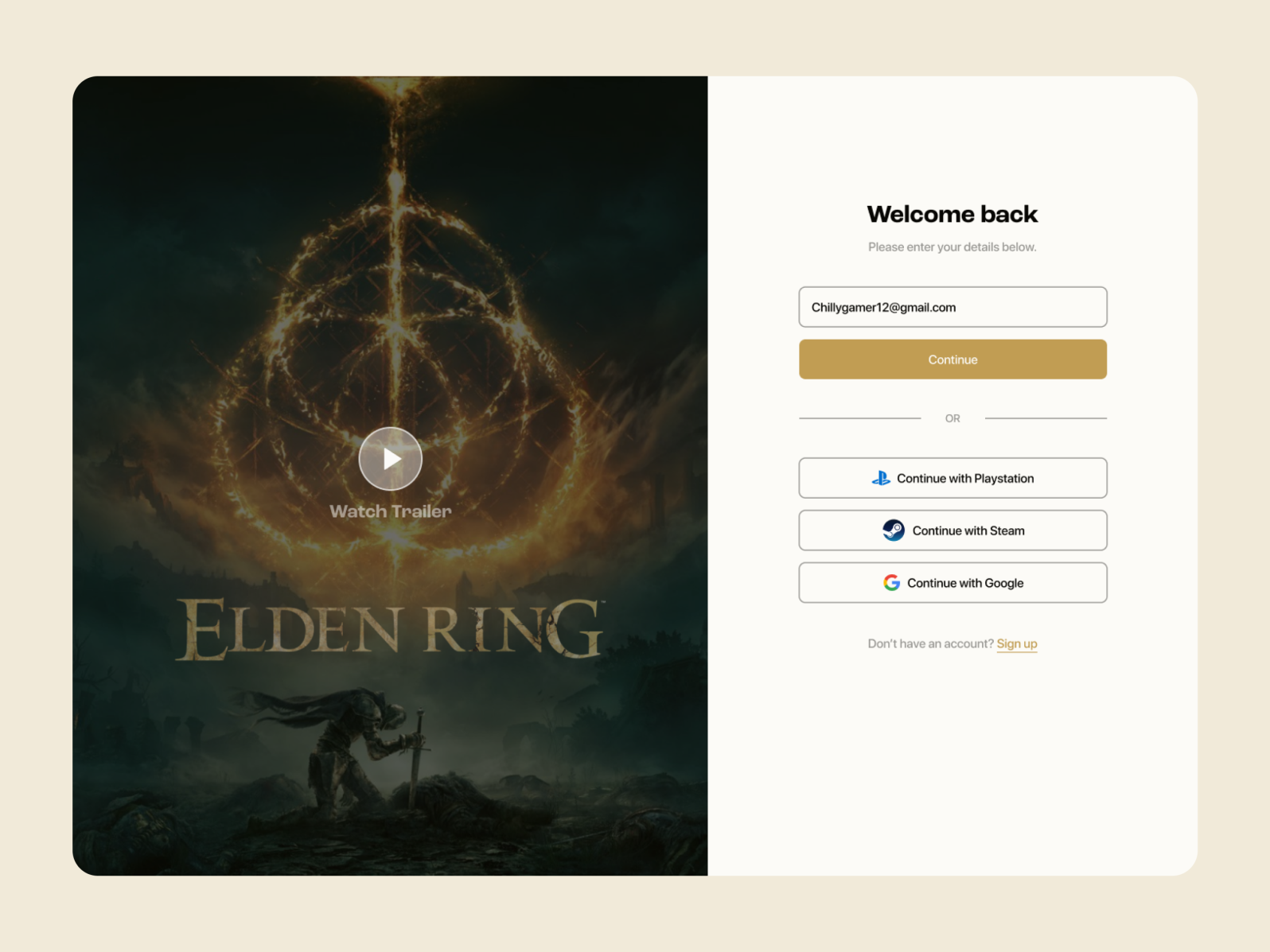 Gaming Sign Up Page by Mark Guzman on Dribbble