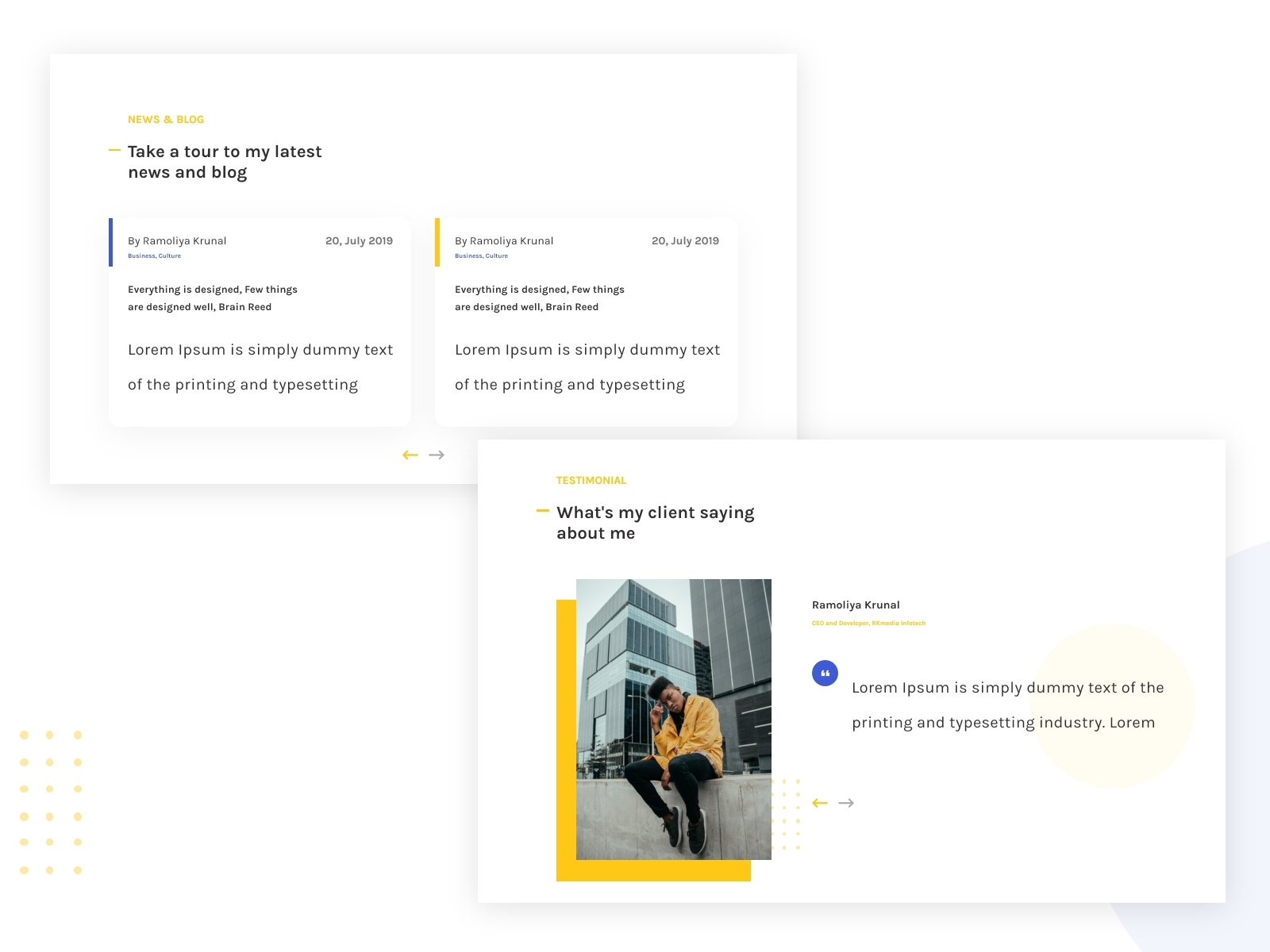 Blog and Testimonial UI design by Krunal Ramoliya on Dribbble