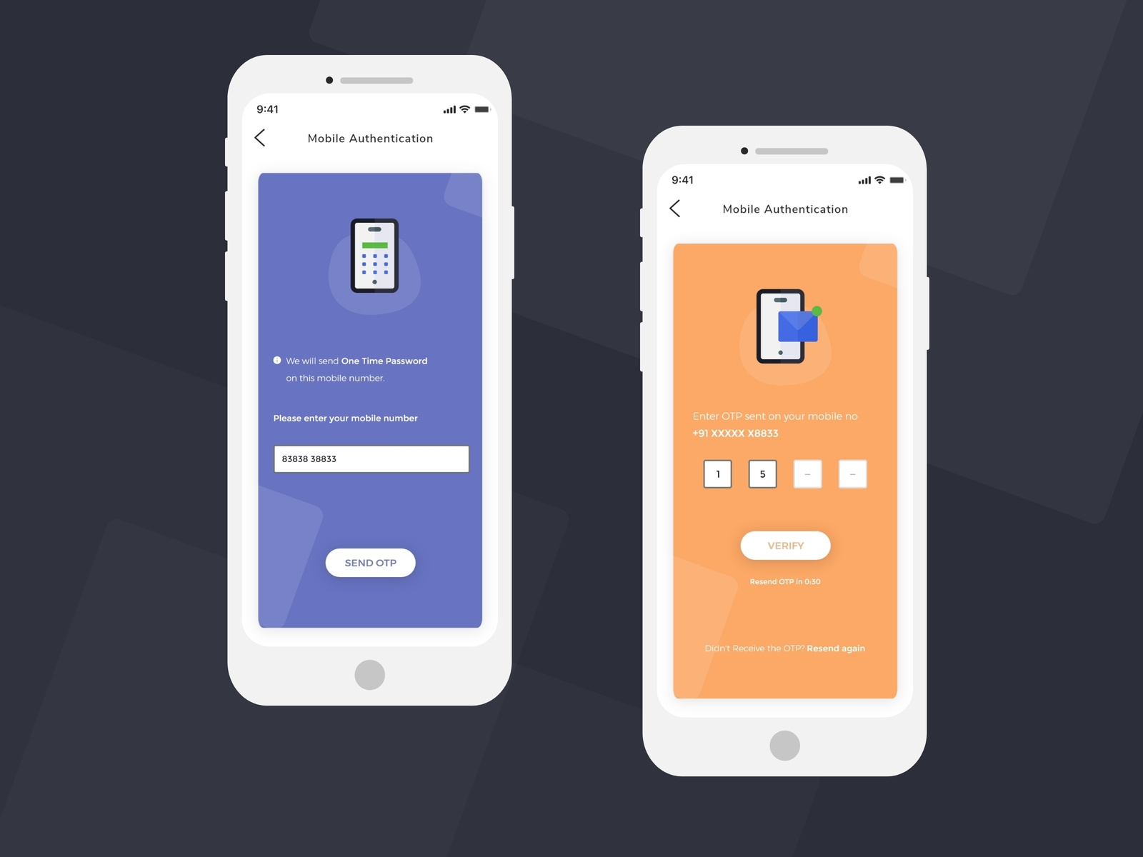 Mobile Number Authentication ui design by Krunal Ramoliya on Dribbble