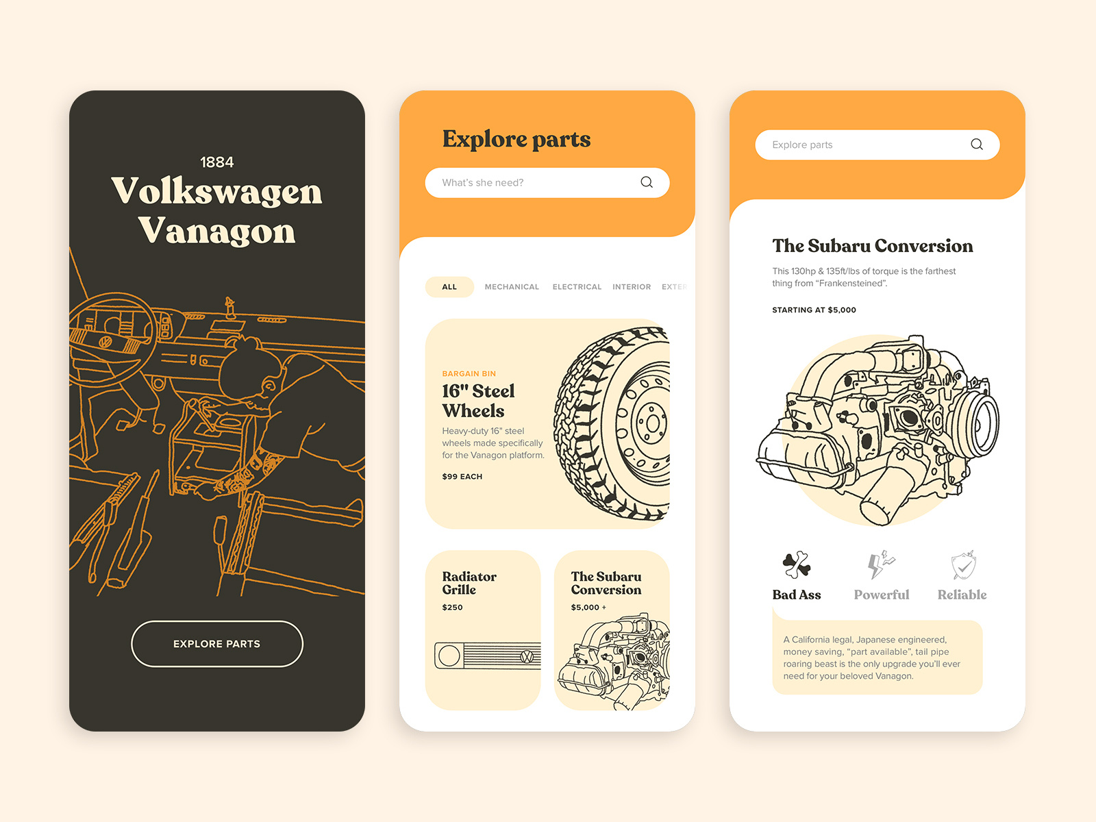 Vanagon Parts User Interface By Ryan Cala On Dribbble