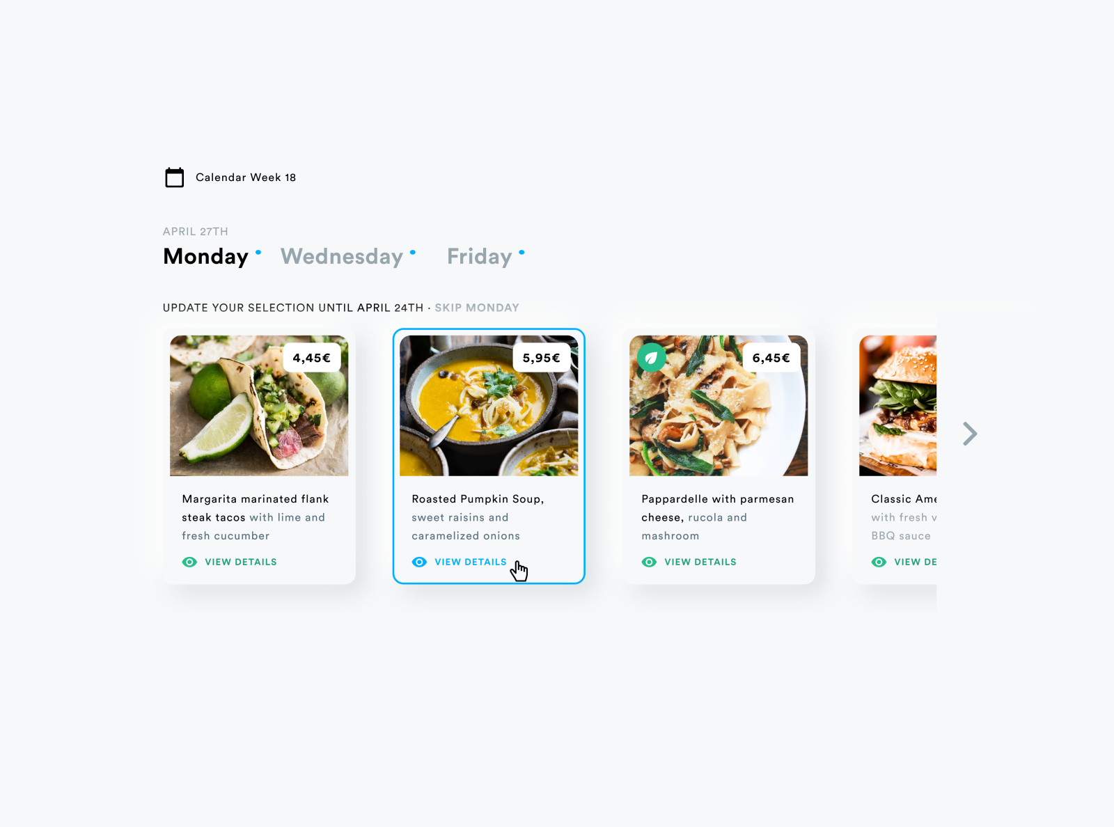 Meal Plan Dish Selection by Consuelo Longhi on Dribbble