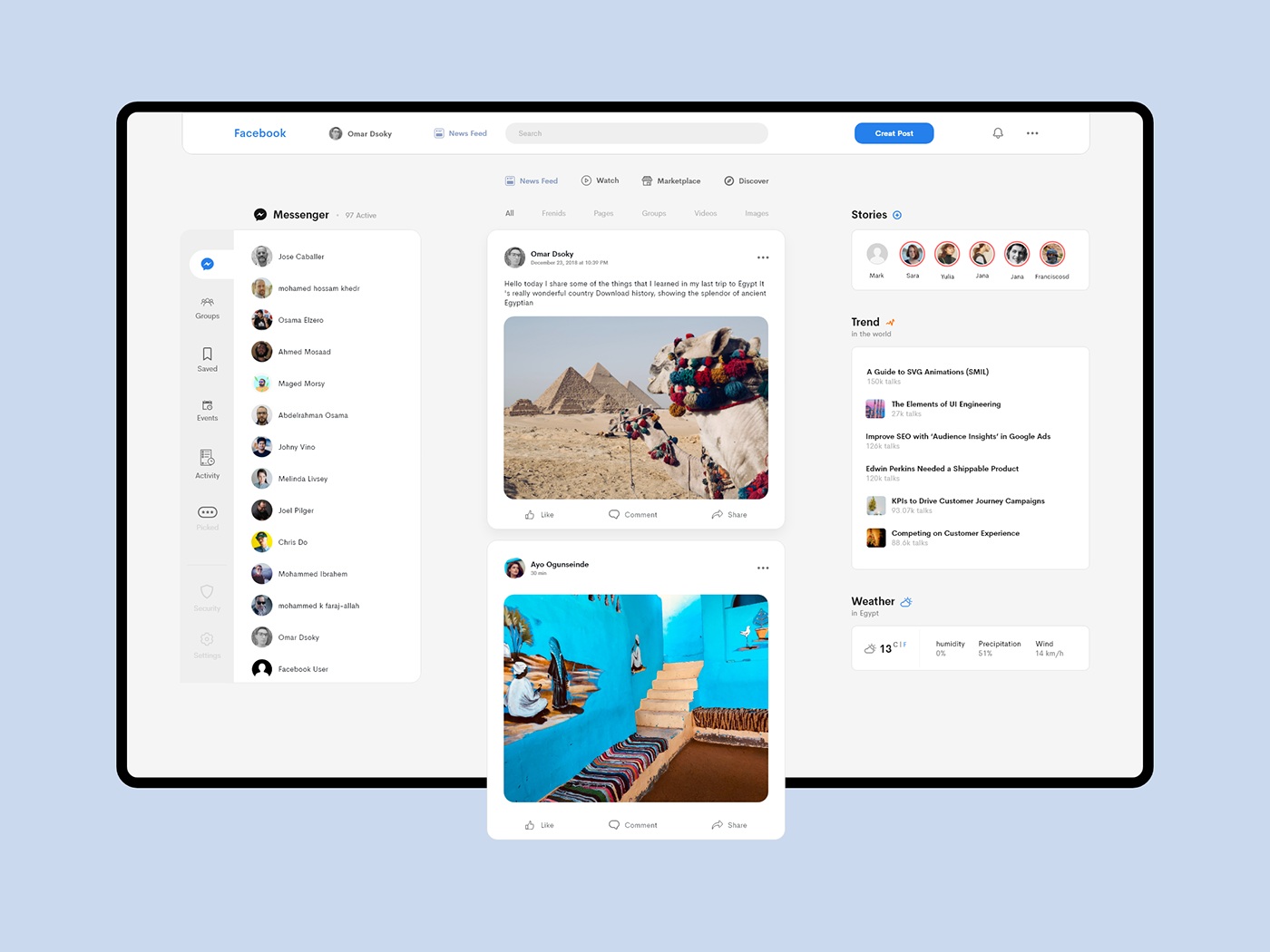 Facebook Redesign Concept by Omar Dsooky on Dribbble