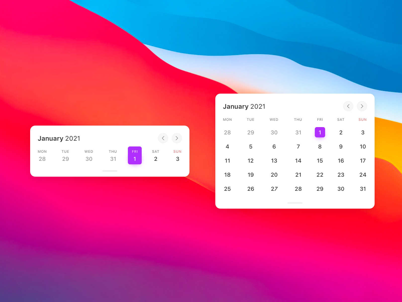 Calendar widget (UI animation link available in description) by ...
