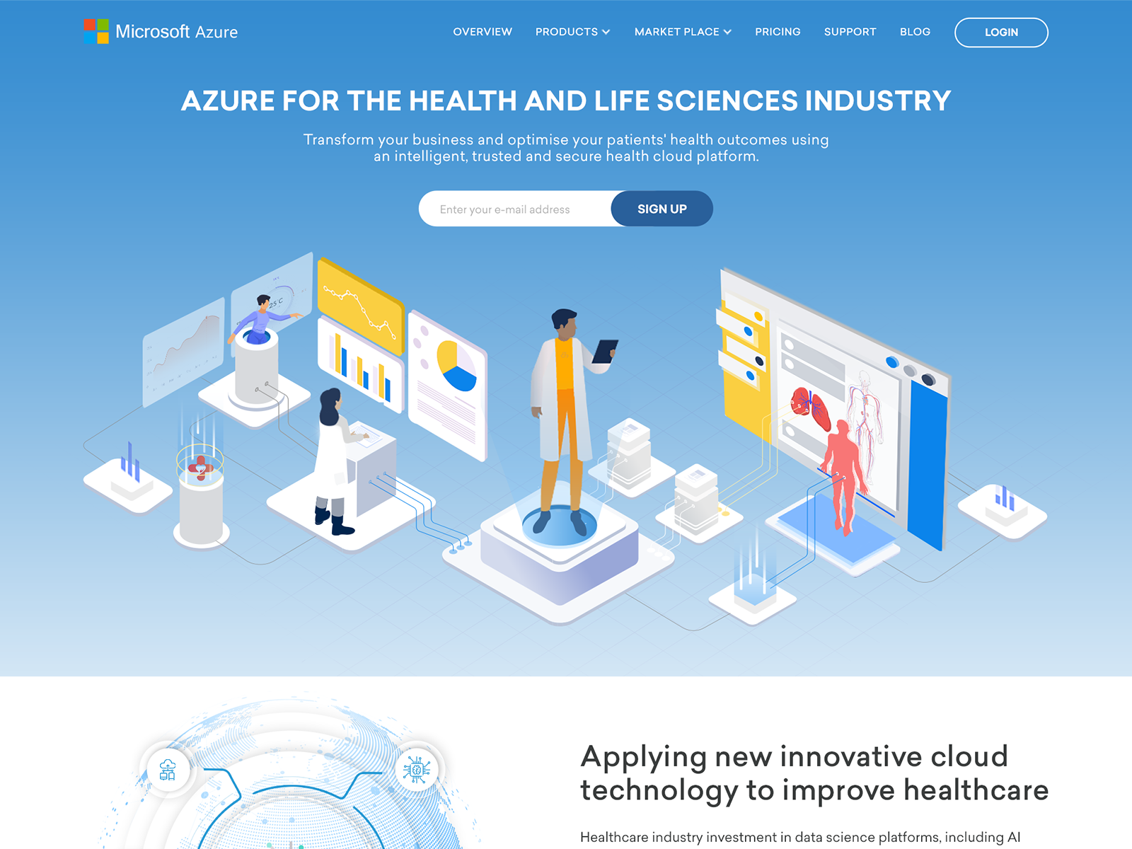 Illustration landing page for health and life sciences industry by ...