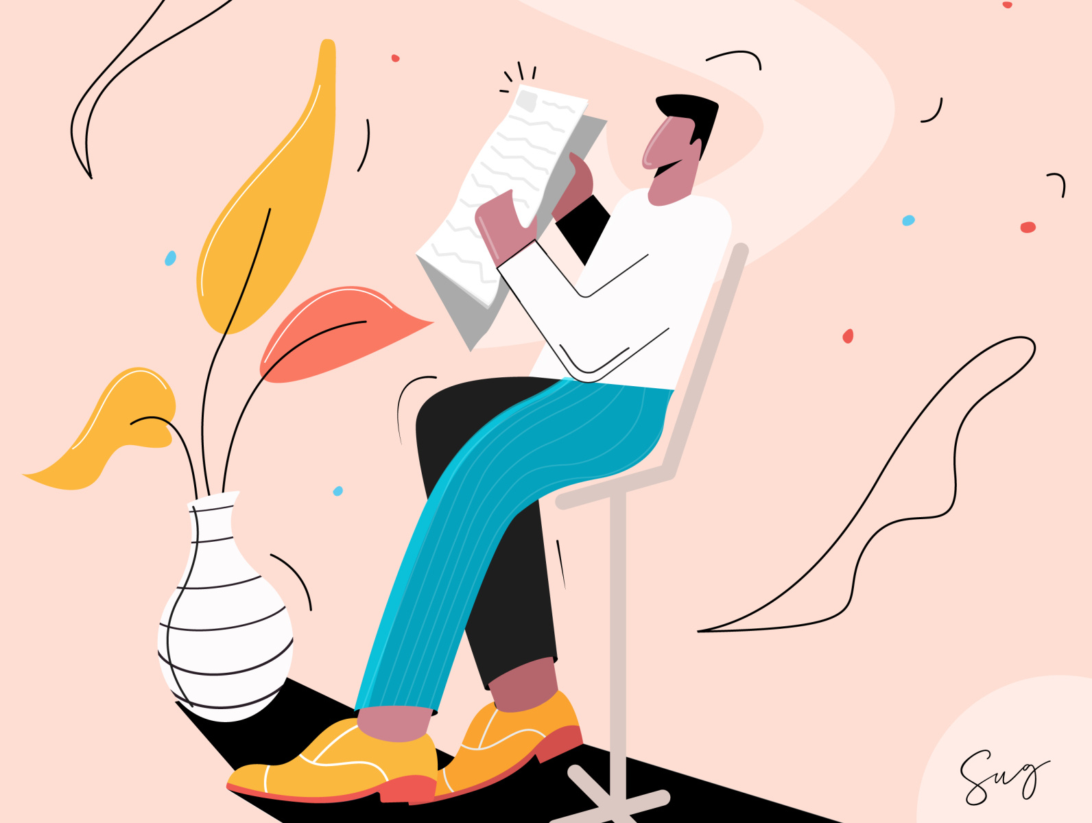 Man Reading Newspaper by sugunesh on Dribbble